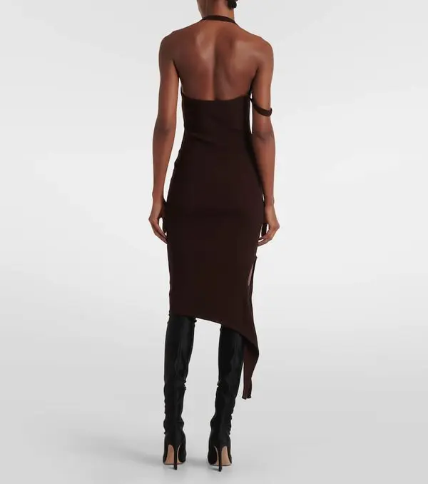 COURREGES Courrèges Undressed Ribbed-knit Midi Dress - Black