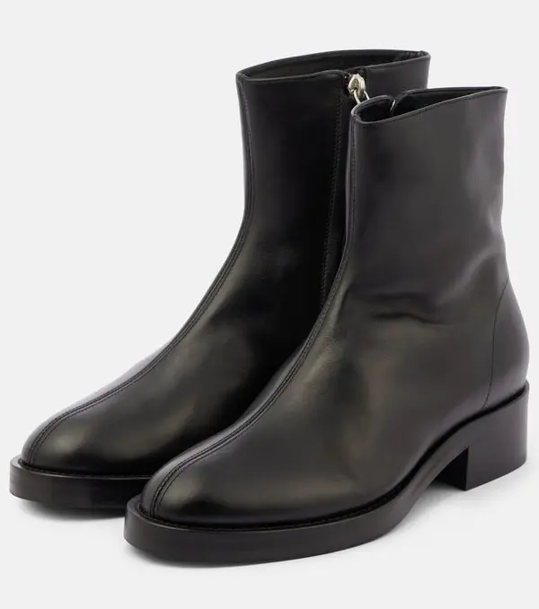 Co Leather Ankle Boots With Side Zip