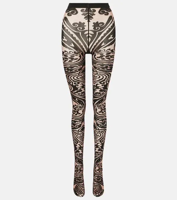 Wolford X Etro Tattoo Paisley Tights - Brown