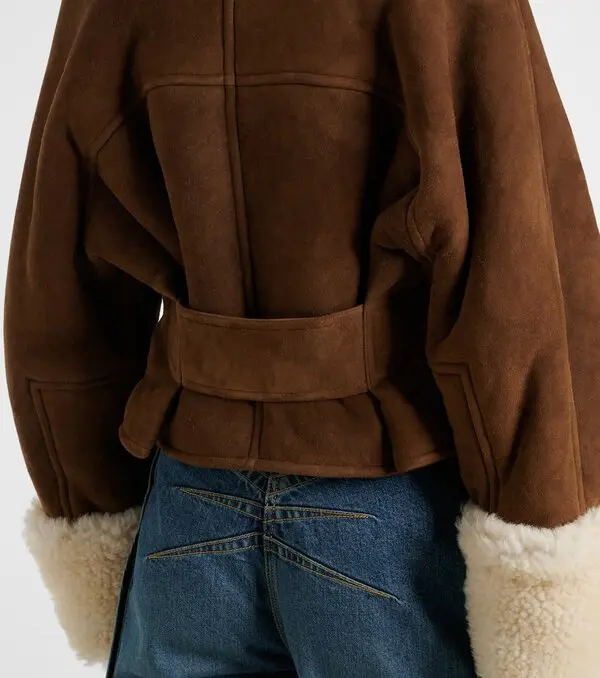 AZZEDINE ALAIA Alaïa Shearling-trimmed Suede Jacket - Brown