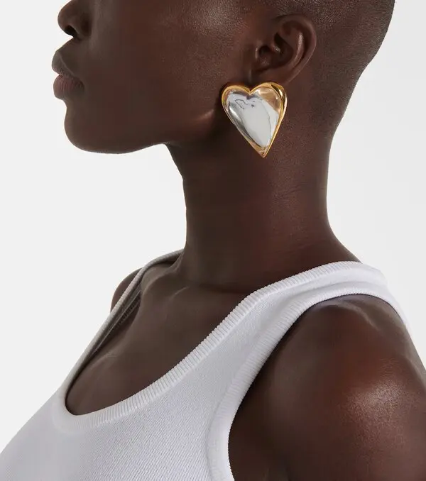 Alaïa Le Cœur Bombe Heart-shaped Clip-on Earrings - Silver
