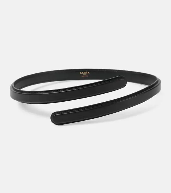 Alaïa Flex Thin Twist Leather Belt - Black