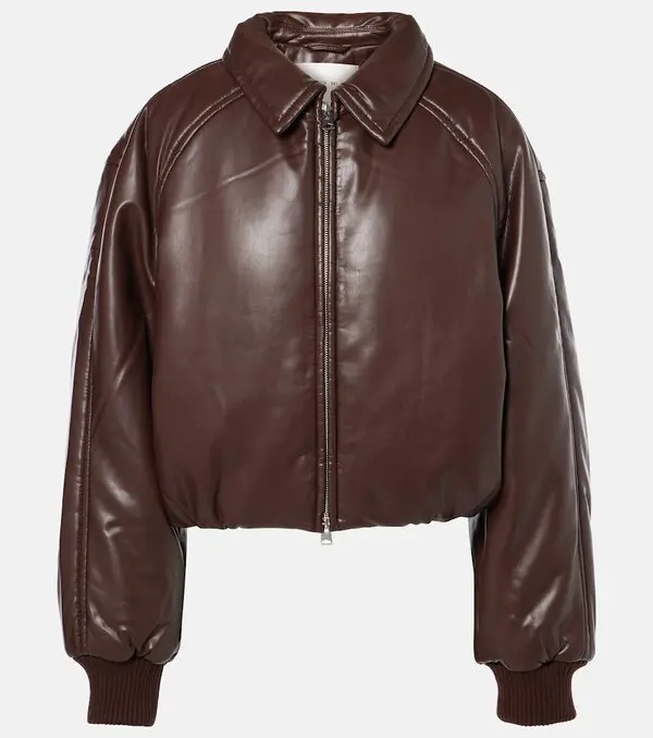 AGOLDE X Shoreditch Ski Club Tate Faux Leather Bomber Jacket - Brown