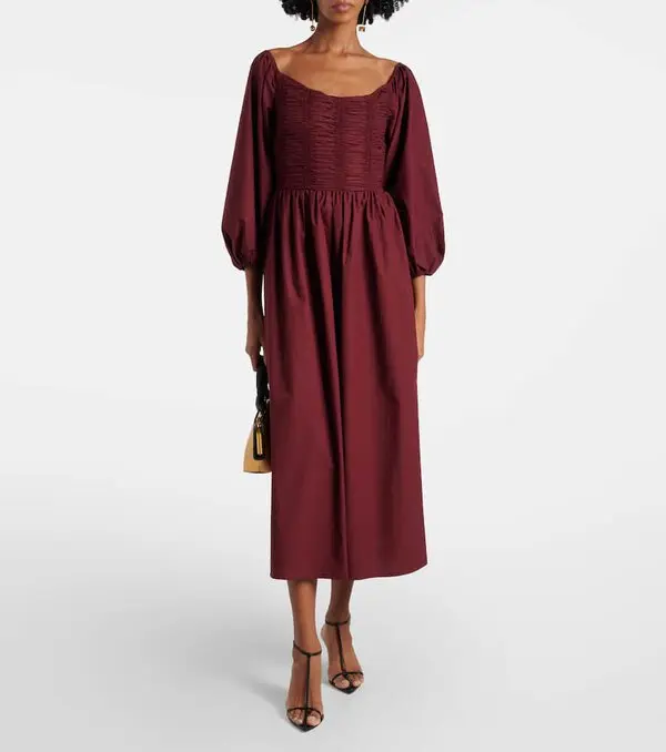 Faithfull The Brand Alma Gathered Cotton Maxi Dress