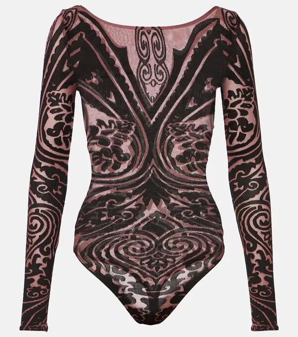 Wolford X Etro Tattoo Paisley Bodysuit - Brown