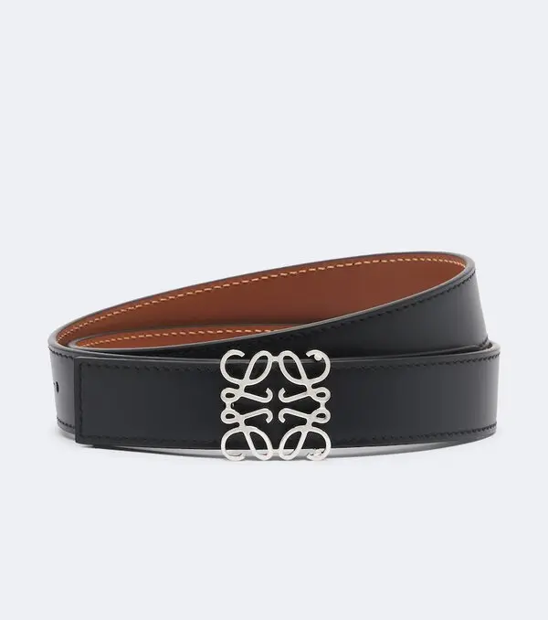 Loewe Anagram Reversible Leather Belt - Black