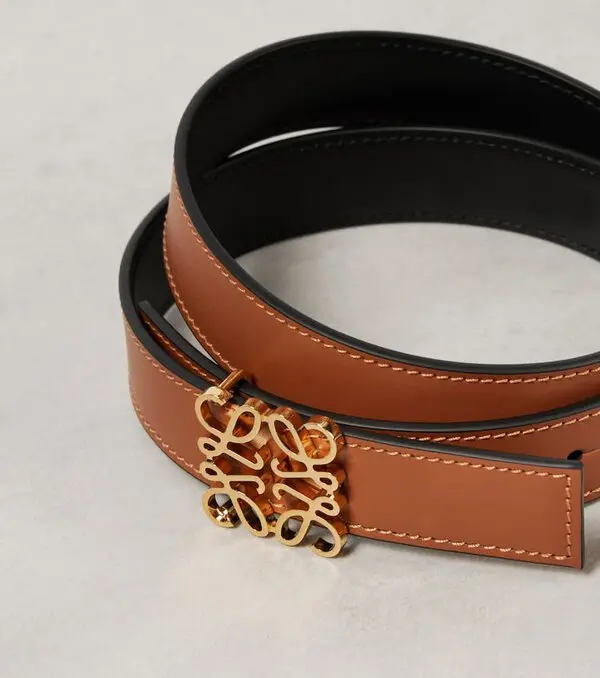 Loewe Anagram Reversible Leather Belt - Brown