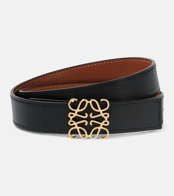 Loewe Anagram Reversible Leather Belt - Brown