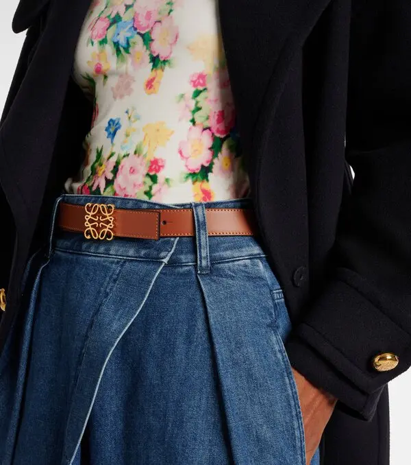 Loewe Anagram Reversible Leather Belt - Brown