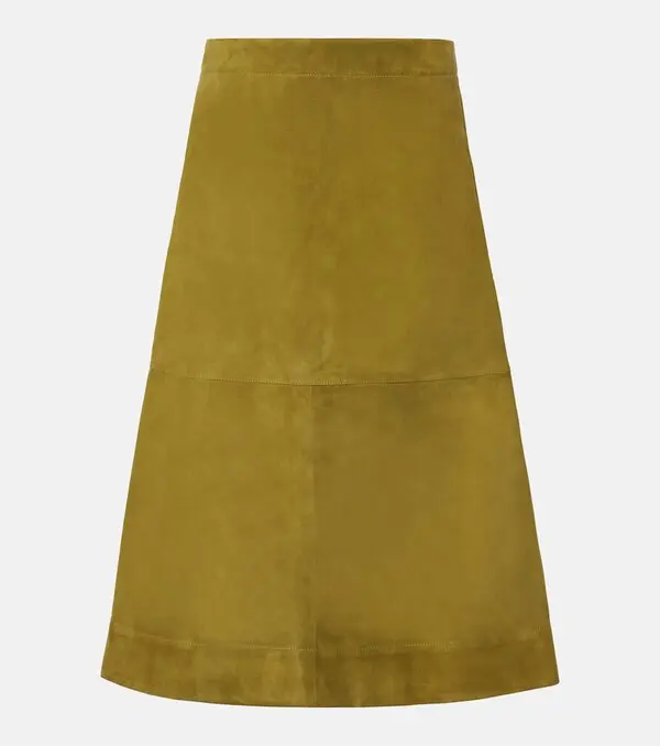 Bottega Veneta Lamb Leather Midi Skirt - Green
