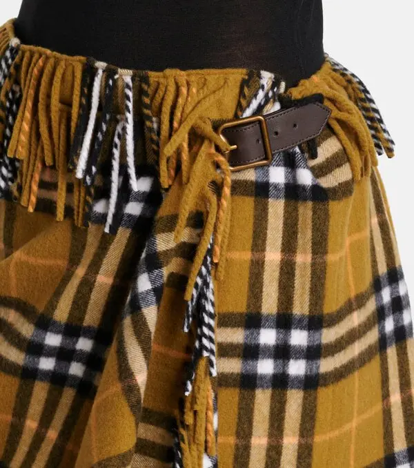 Burberry Check Wool And Cashmere Miniskirt - Green