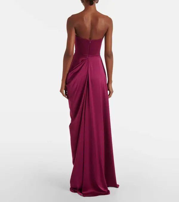 Alex Perry Draped Bustier Gown - Red