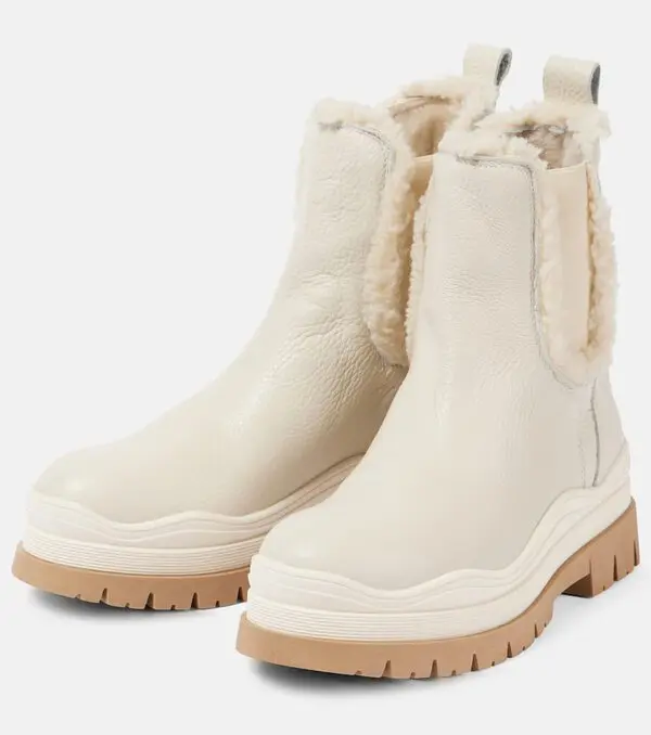 Bogner Arosa 8 Shearling-lined Leather Chelsea Boots - White