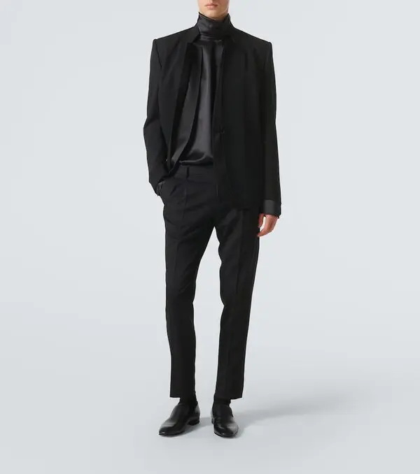 Dolce & Gabbana Wool-blend Gabardine Tuxedo Pants - Black