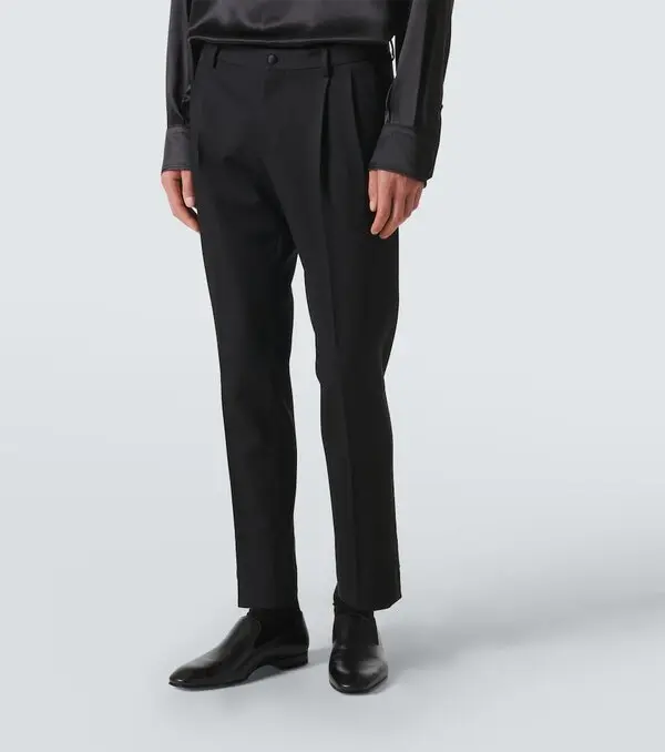Dolce & Gabbana Wool-blend Gabardine Tuxedo Pants - Black