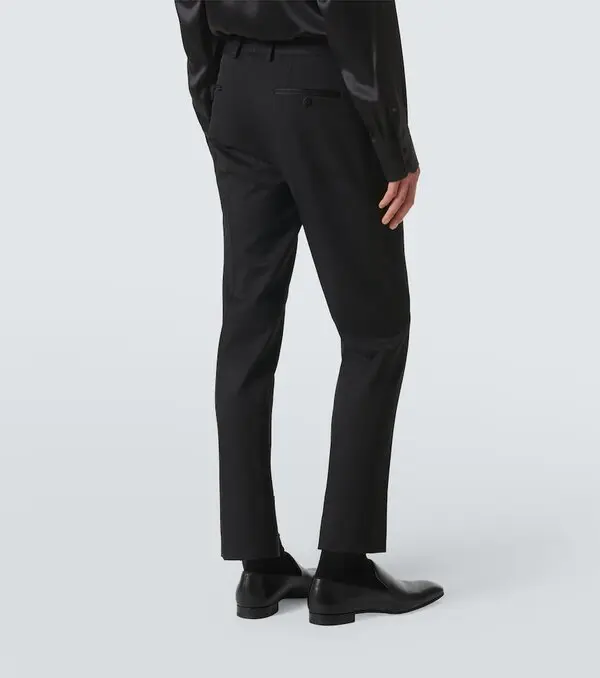 Dolce & Gabbana Wool-blend Gabardine Tuxedo Pants - Black