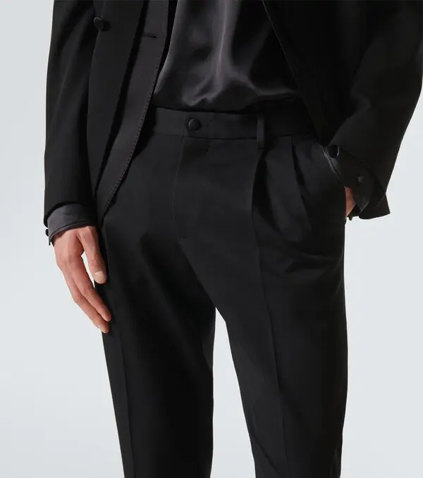 Dolce & Gabbana Wool-blend Gabardine Tuxedo Pants - Black