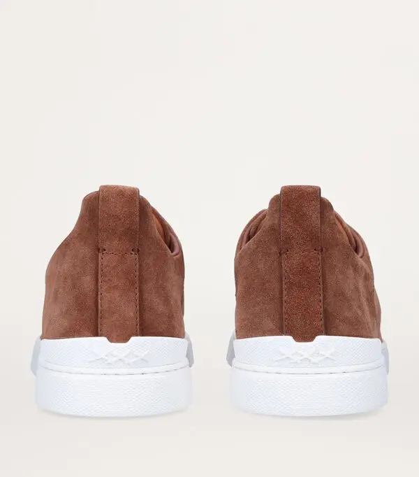 Zegna Triple Stitch Suede Sneakers - Beige