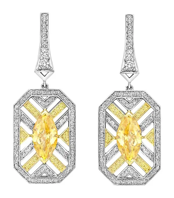 BOODLES Platinum, Yellow Gold And Diamond Fifth Avenue Drop Earrings - Silver