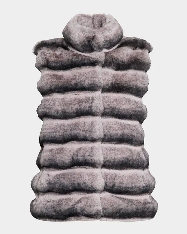 Theia Horizontal Faux Fur Vest - Gray