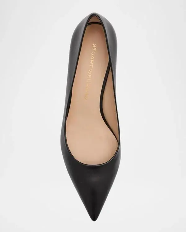 STUART WEITZMAN Leather Kitten-heel Pumps - Black