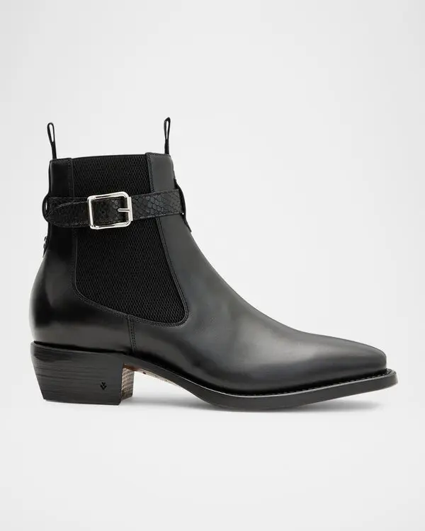 John Varvatos Walker Buckle Chelsea Boots - Black