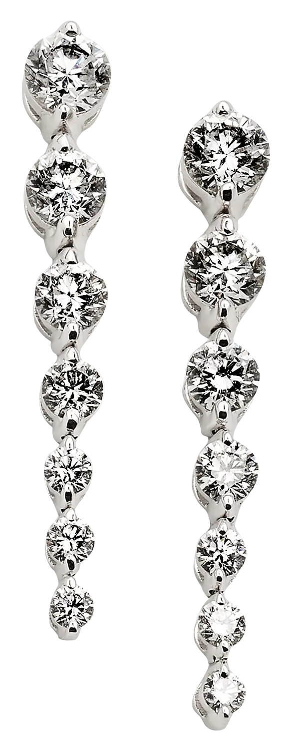 Neiman Marcus 18k White Gold Graduated Drop Earrings - Diamonds