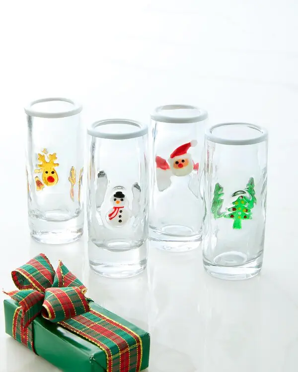 Neiman Marcus Holiday Shot Glasses, Set Of 4 - Multi