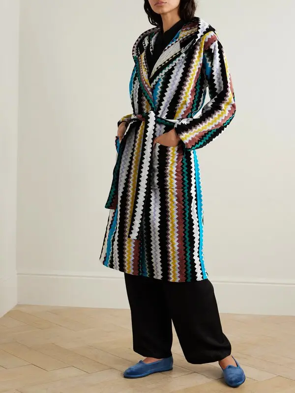 Missoni Curt Hooded Striped Cotton-terry Robe