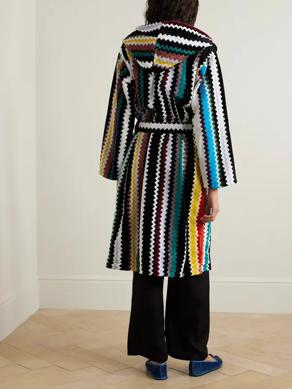 Missoni Curt Hooded Striped Cotton-terry Robe