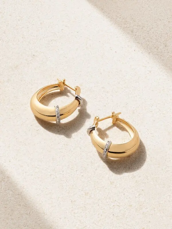 L'ATELIER NAWBAR Buoy Diamond Hoop Earrings - Gold