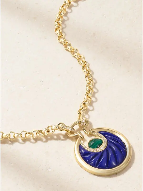 L'ATELIER NAWBAR Circus Moon 18-karat Gold Multi-stone Necklace - Blue