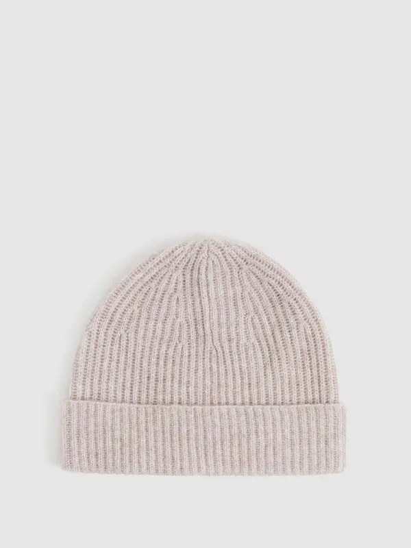 REISS Atelier Guernsey Ribbed-cashmere Beanie - Oatmeal Melange