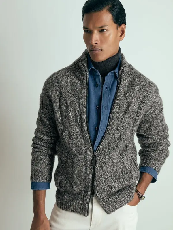 REISS Pentham Atelier Cabled Cashmere Jacket