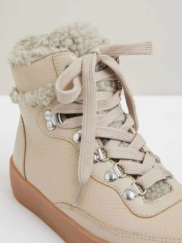 REISS Siarah Leather And Fleece Ankle Boots