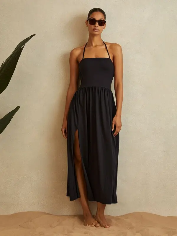 REISS Yara Removable Strap Jersey Beach Midi Dress