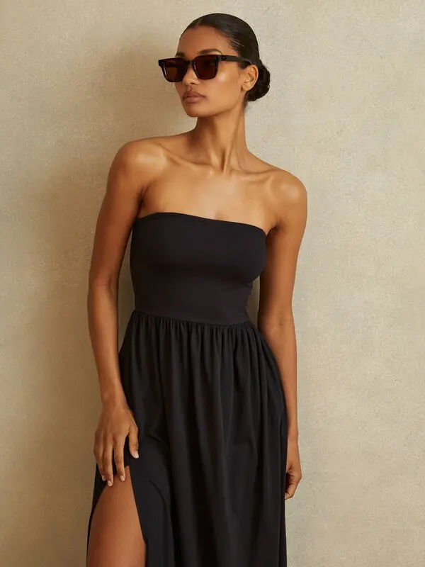 REISS Yara Removable Strap Jersey Beach Midi Dress