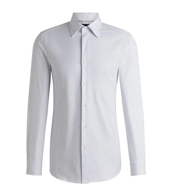 BOSS Cotton Striped Slim Shirt - Blue