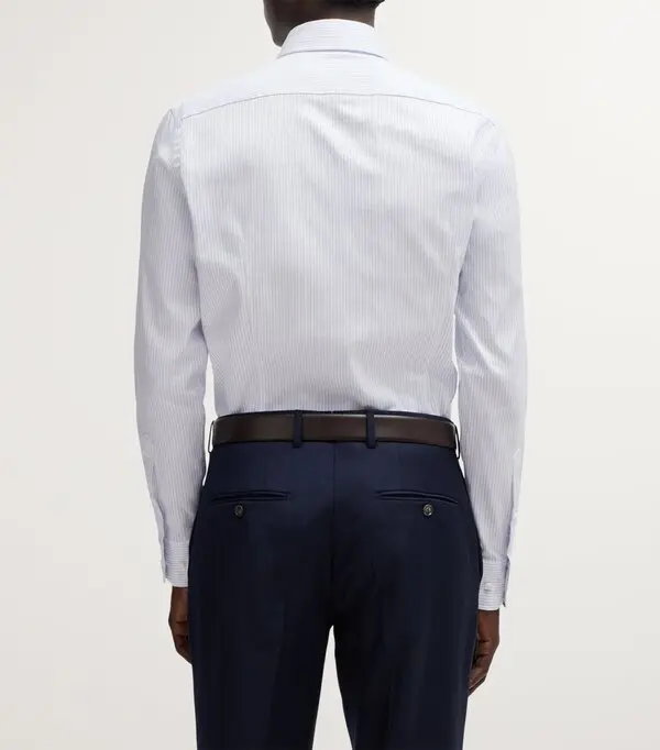 BOSS Cotton Striped Slim Shirt - Blue
