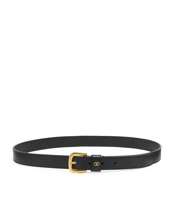 Valentino Garavani Leather Vlogo Signature Belt - Black