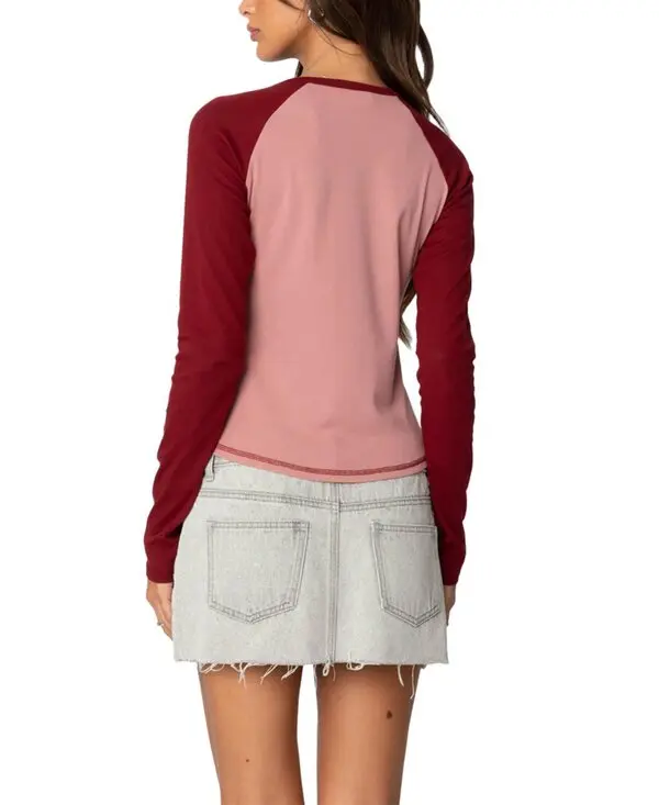 EDIKTED Raglan Long Sleeve T-shirt