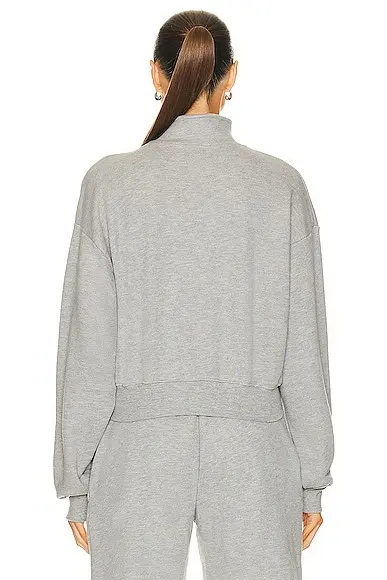 Eterne Cropped Half Zip Sweatshirt - Heather Grey