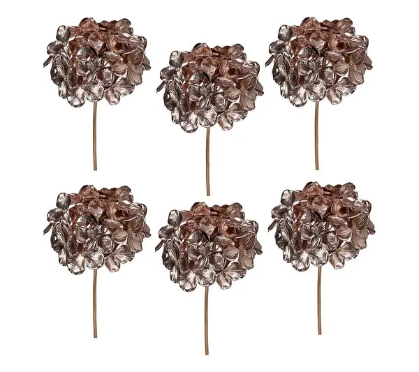 VALERIE PARR HILL 14 Metallic Hydrangea Pick Set Of 6 Valerie - One-color