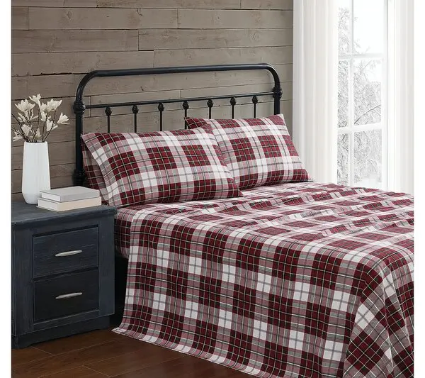 TRULY SOFT Holiday Plaid Twin Flannel Sheet Set