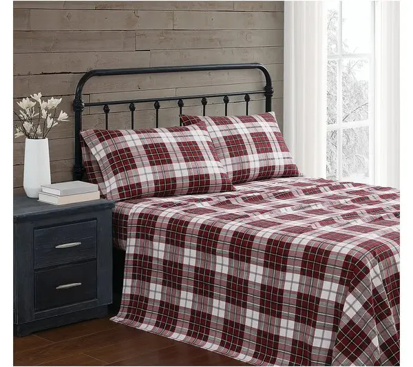 TRULY SOFT Holiday Plaid King Flannel Sheet Set - One-color