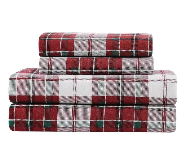 TRULY SOFT Holiday Plaid King Flannel Sheet Set