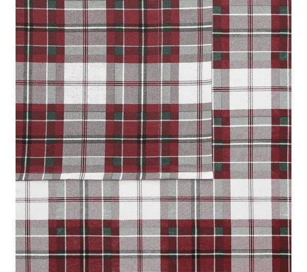 TRULY SOFT Holiday Plaid King Flannel Sheet Set