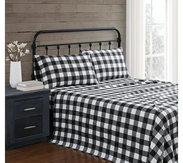 TRULY SOFT Buffalo Check Queen Flannel Sheet Se T - One-color