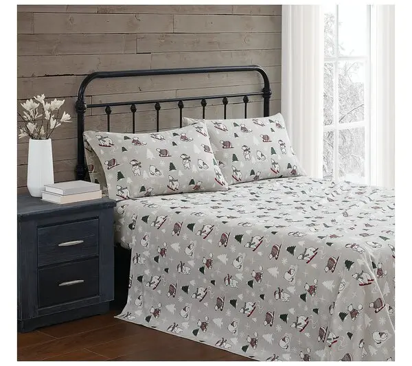 TRULY SOFT Polar Bears Queen Flannel Sheet Set - One-color