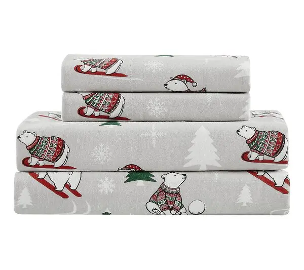 TRULY SOFT Polar Bears Queen Flannel Sheet Set